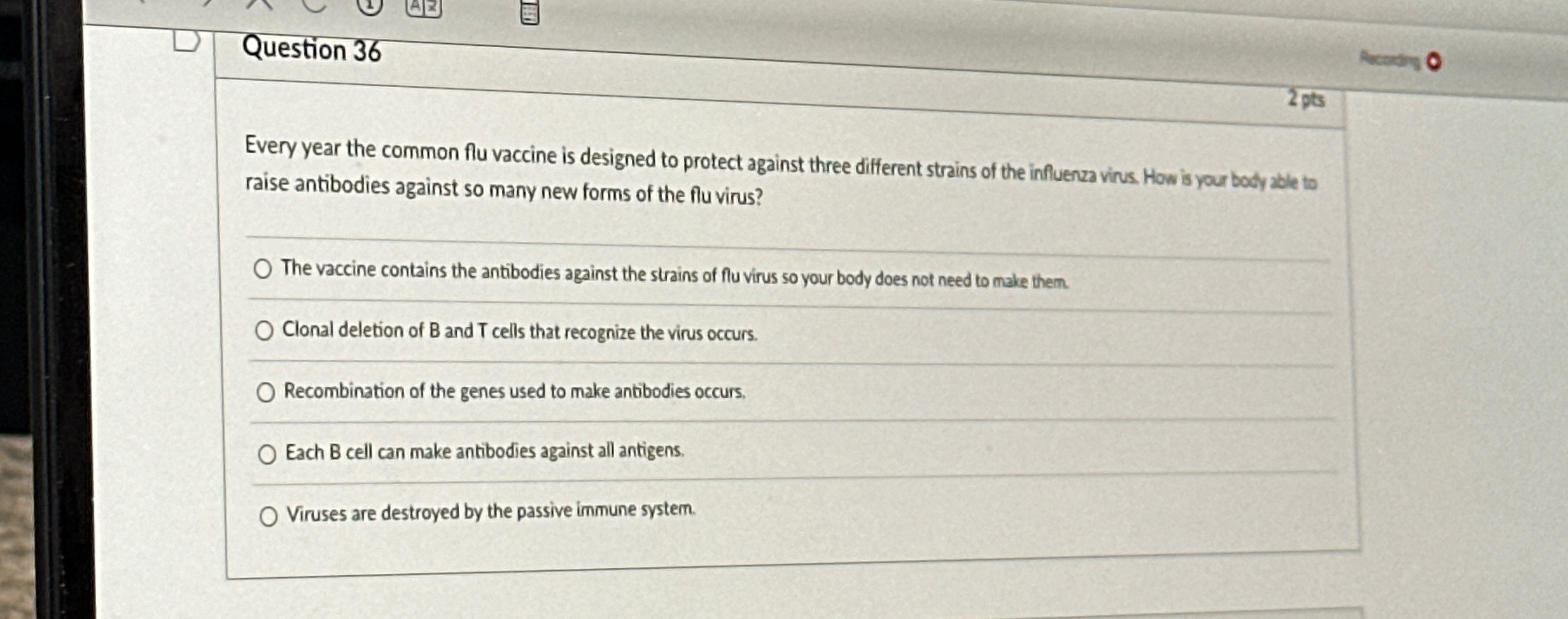 Solved Question 362 ﻿ptsEvery year the common flu vaccine is | Chegg.com