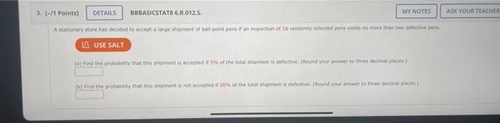 Solved 3. [-/1 Points] DETAILS BBBASICSTAT8 6.R.012.5. 41. | Chegg.com
