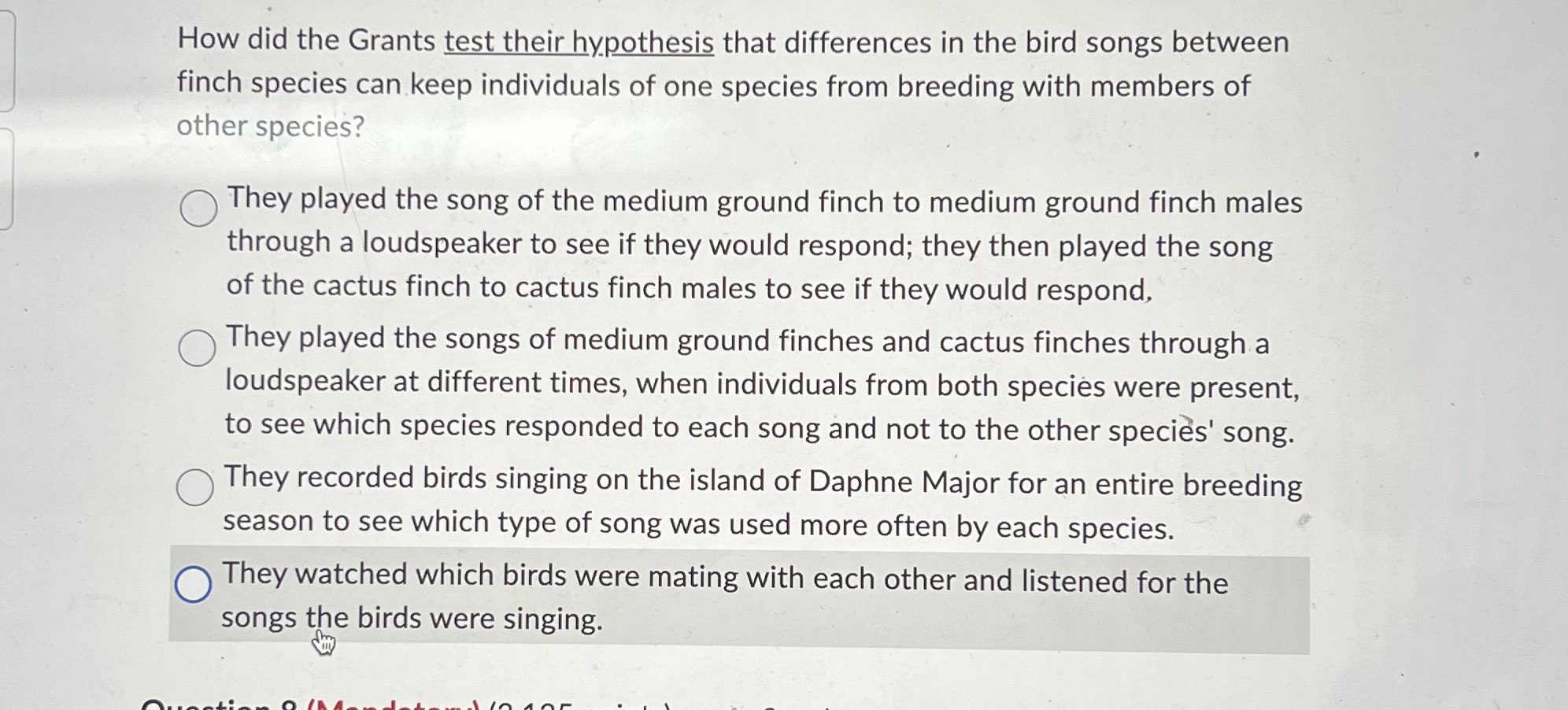 Solved How did the Grants test their hypothesis that | Chegg.com