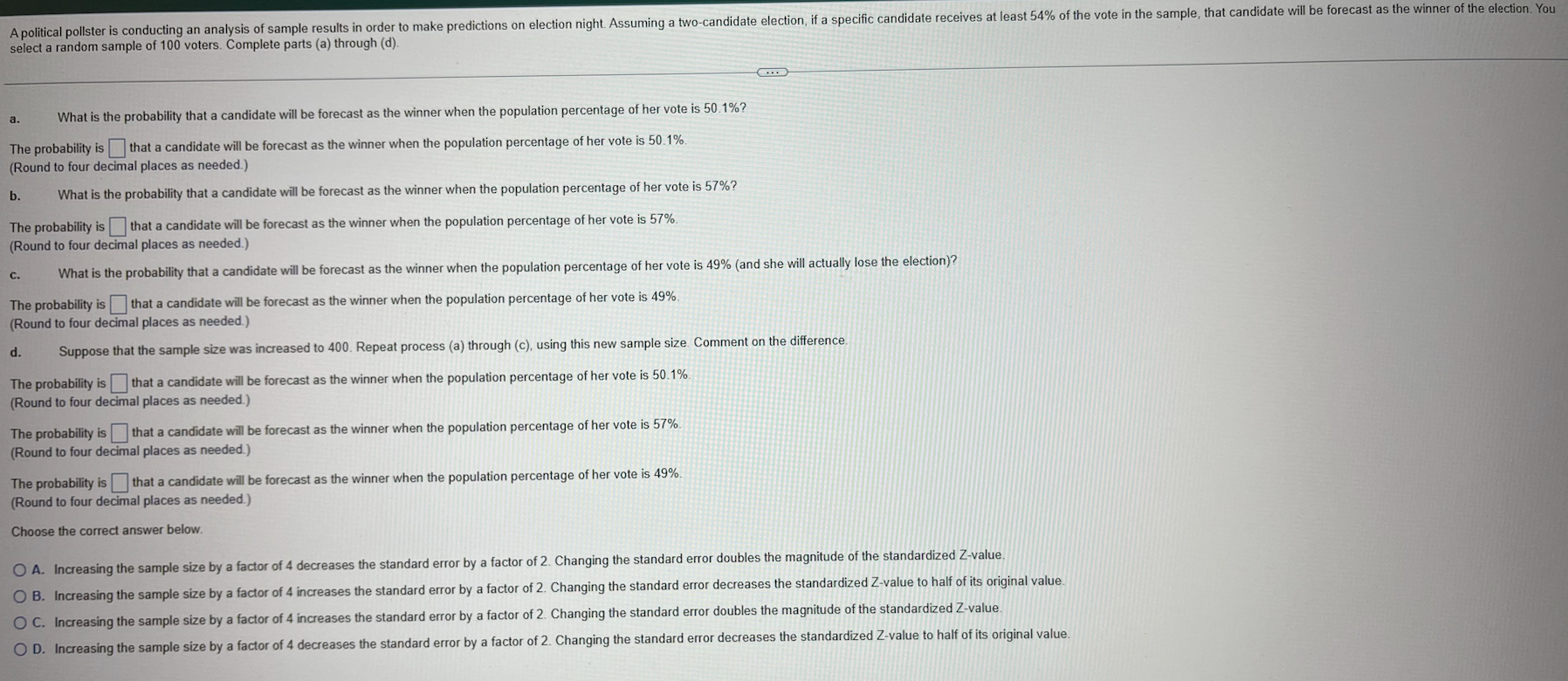 Solved select a random sample of 100 ﻿voters. Complete parts | Chegg.com