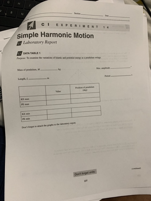 Solved Section CI EXPERIMENT 14 Simple Harmonic Motion CI | Chegg.com