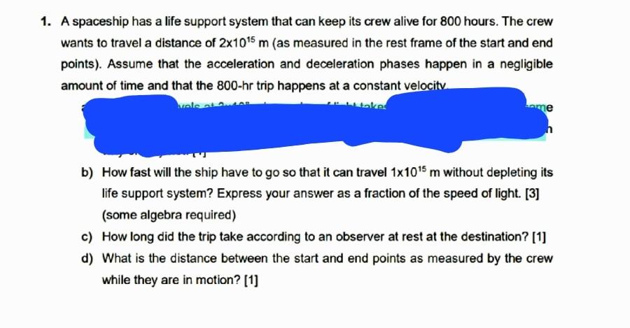 Solved A spaceship has a life support system that can keep | Chegg.com