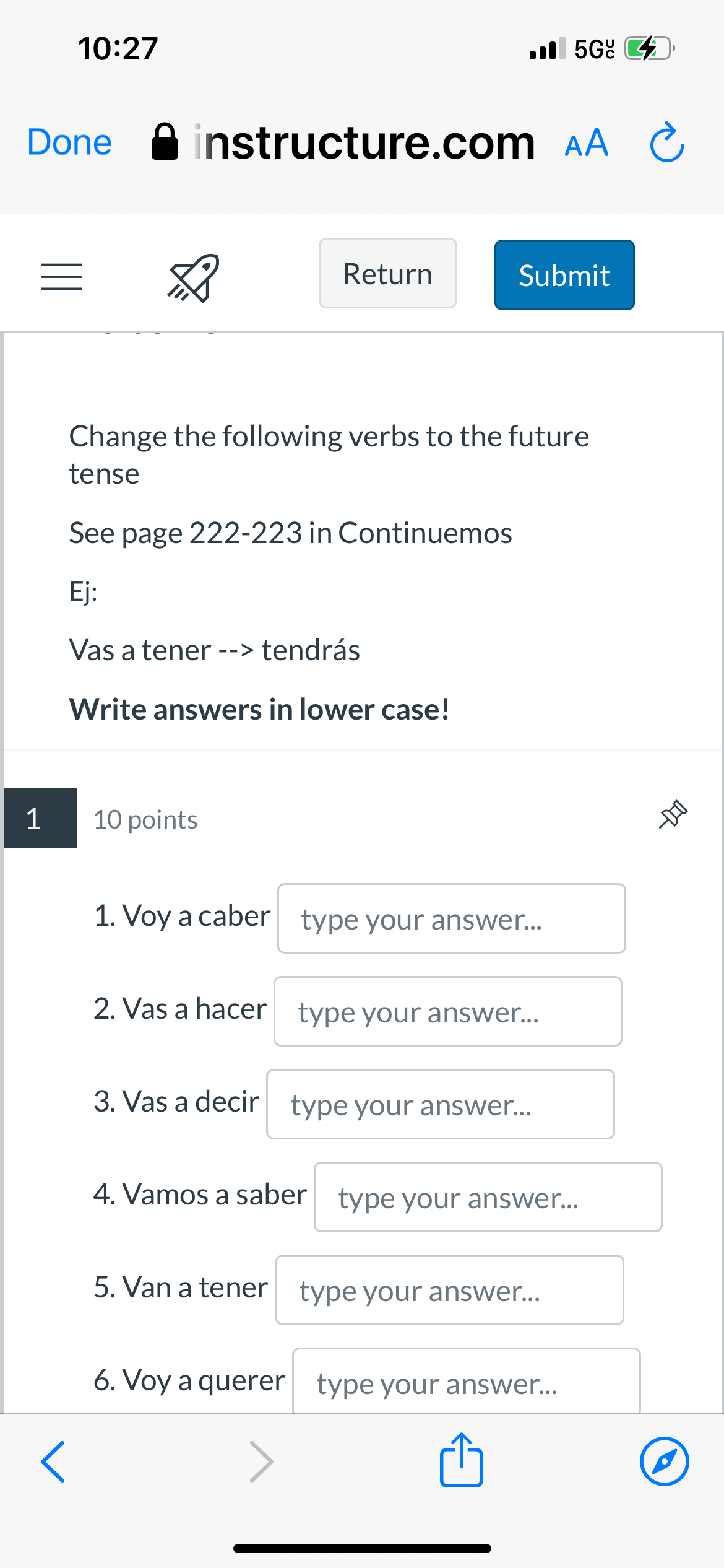 10:275GcUDoneO instructure.comAA)=(Change the | Chegg.com