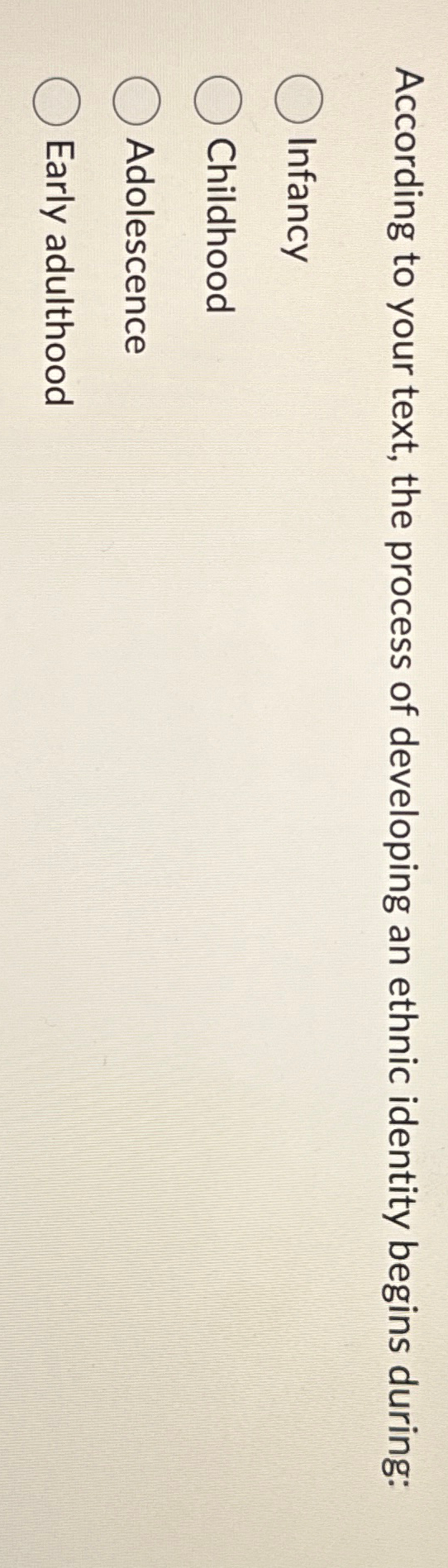 Solved According to your text, the process of developing an | Chegg.com