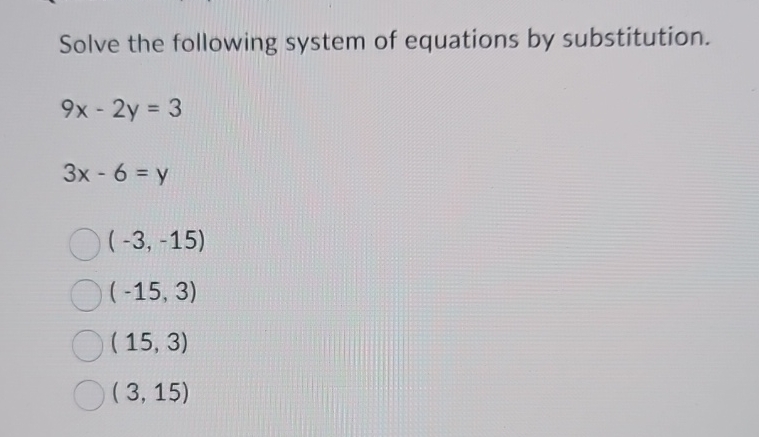 Solved Solve the following system of equations by | Chegg.com