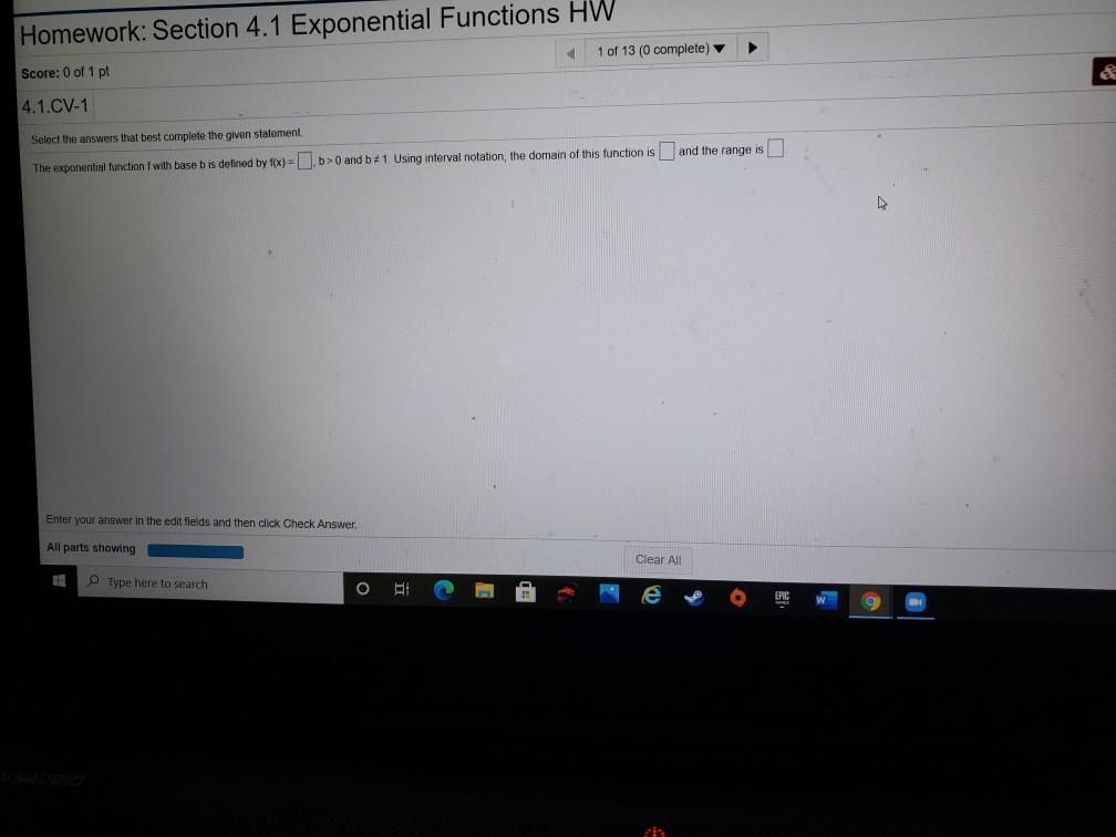 Solved Homework: Section 4.1 Exponential Functions HW 1 of | Chegg.com
