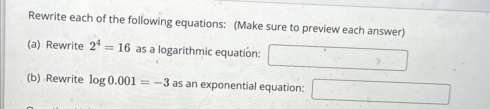 Solved Rewrite each of the following equations: (Make sure | Chegg.com