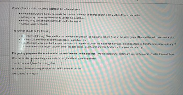 Solved Create a function called my_plot that takes the | Chegg.com