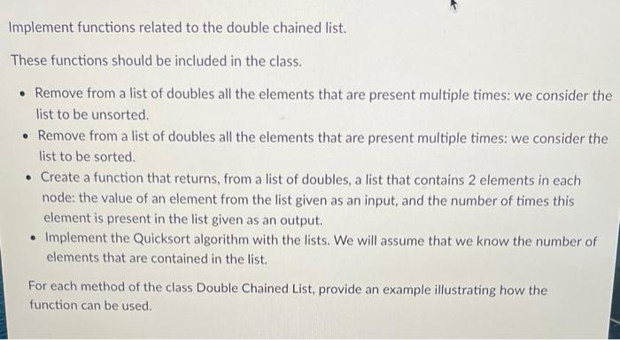 Solved Implement functions related to the double chained | Chegg.com