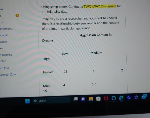 Solved Using scrap paper, Conduct a TWO-WAY Chi-Square for | Chegg.com