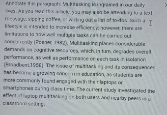 Solved Annotate this paragraph: Multitasking is ingrained in | Chegg.com