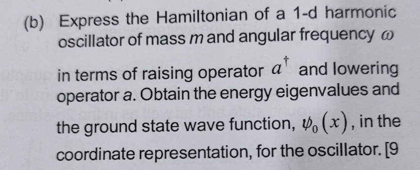 Solved (b) ﻿Express the Hamiltonian of a 1-d harmonic | Chegg.com