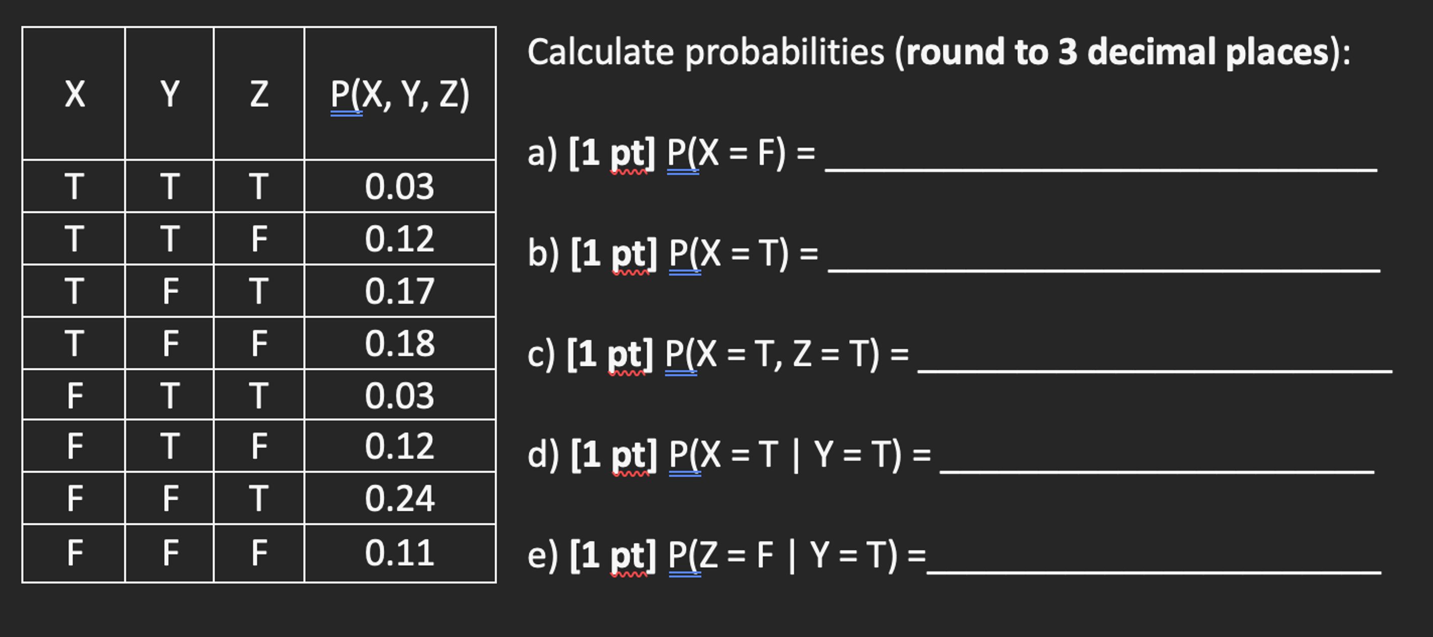 Solved Consider the following full joint probability | Chegg.com