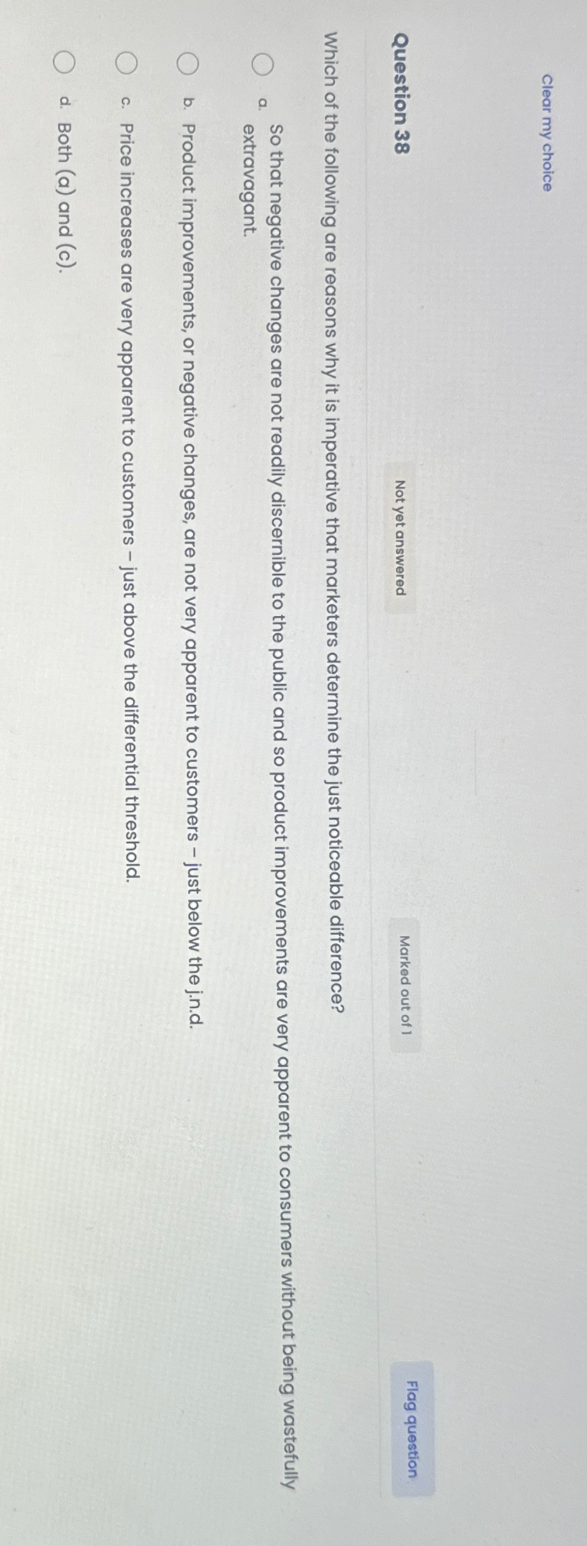 Solved Clear my choiceQuestion 38Not yet answeredWhich of | Chegg.com