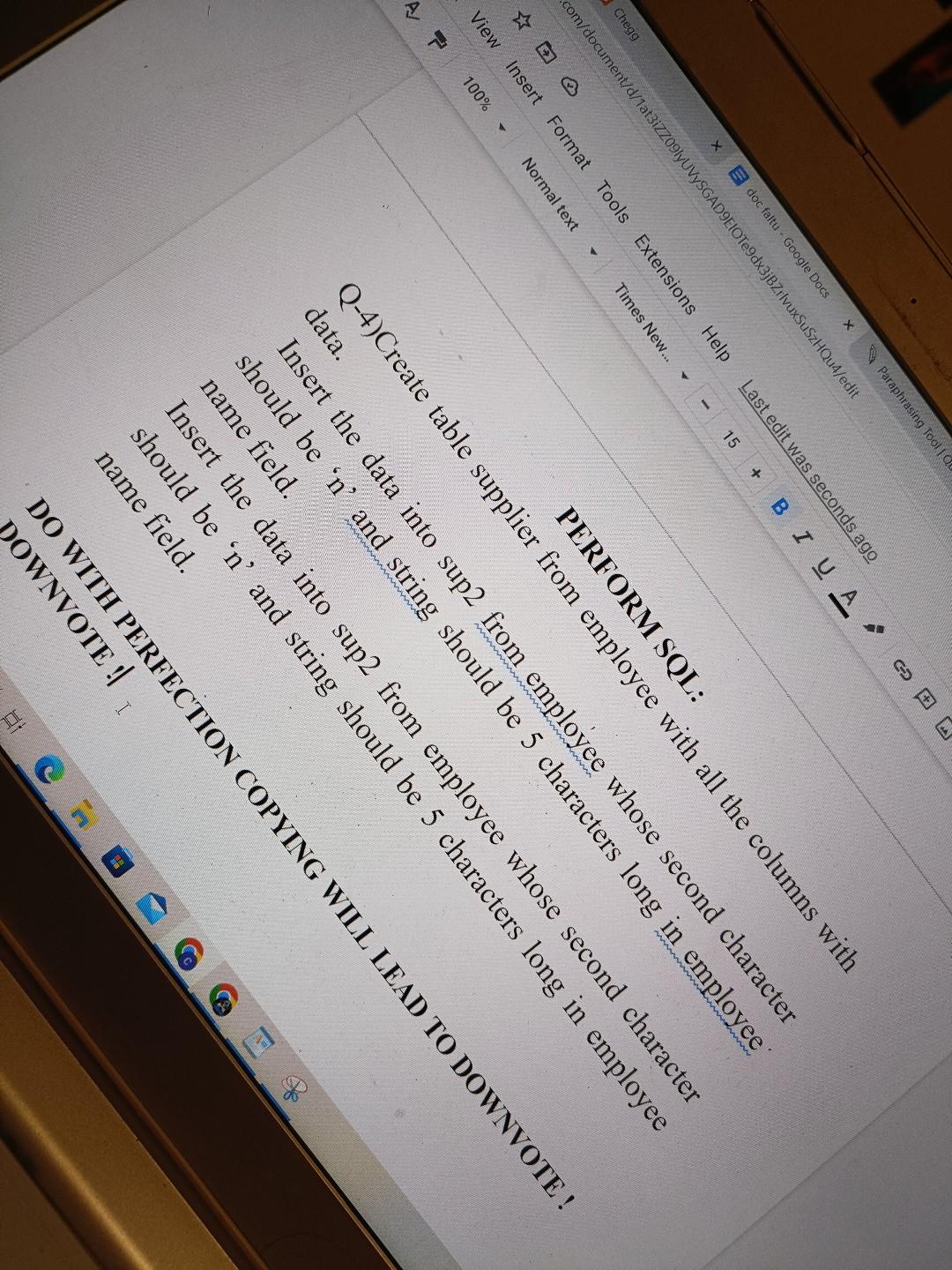 Solved perform above with perfection or DOWNVOTE AND REPORT | Chegg.com