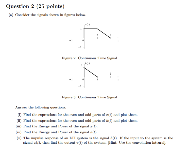 Question 2 (25 ﻿points) (a) ﻿Consider the signals | Chegg.com