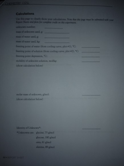 Solved REPORT SHEET Freezing Point of Water (Pure Solvent) | Chegg.com