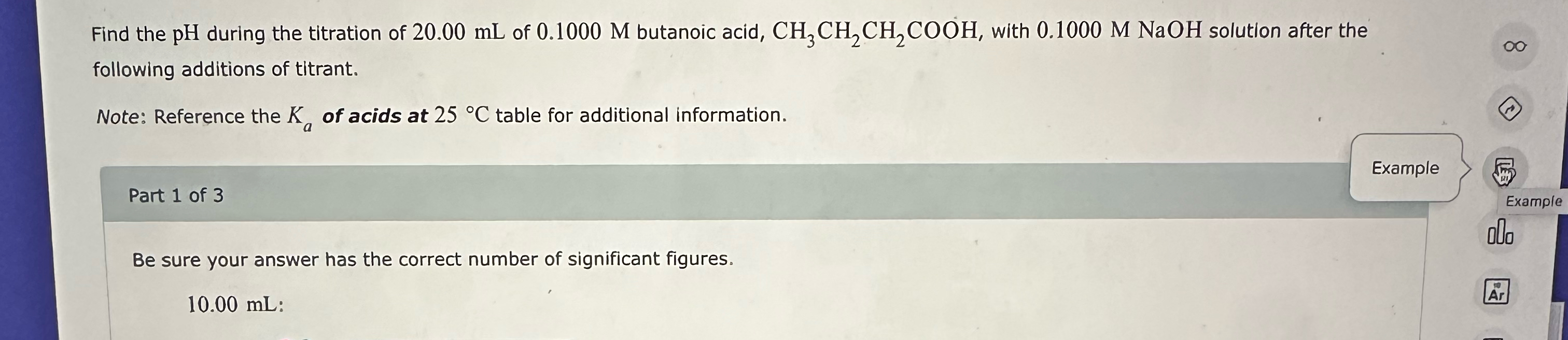 Solved Find the pH ﻿during the titration of 20.00mL ﻿of | Chegg.com