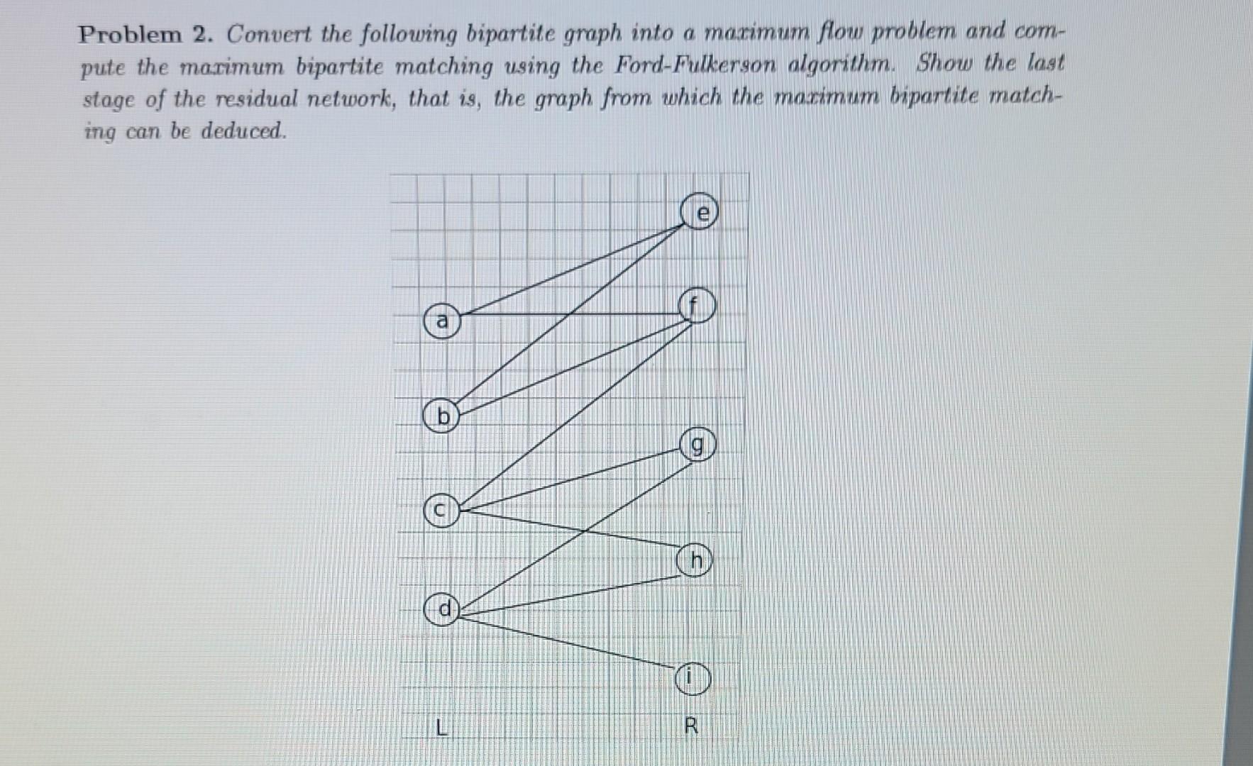 Solved Problem 2. Convert the following bipartite graph into | Chegg.com Solved Problem 2. Convert the following bipartite graph into | Chegg.com