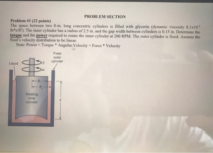 Solved the space between two 8 in long concentric cylinders | Chegg.com