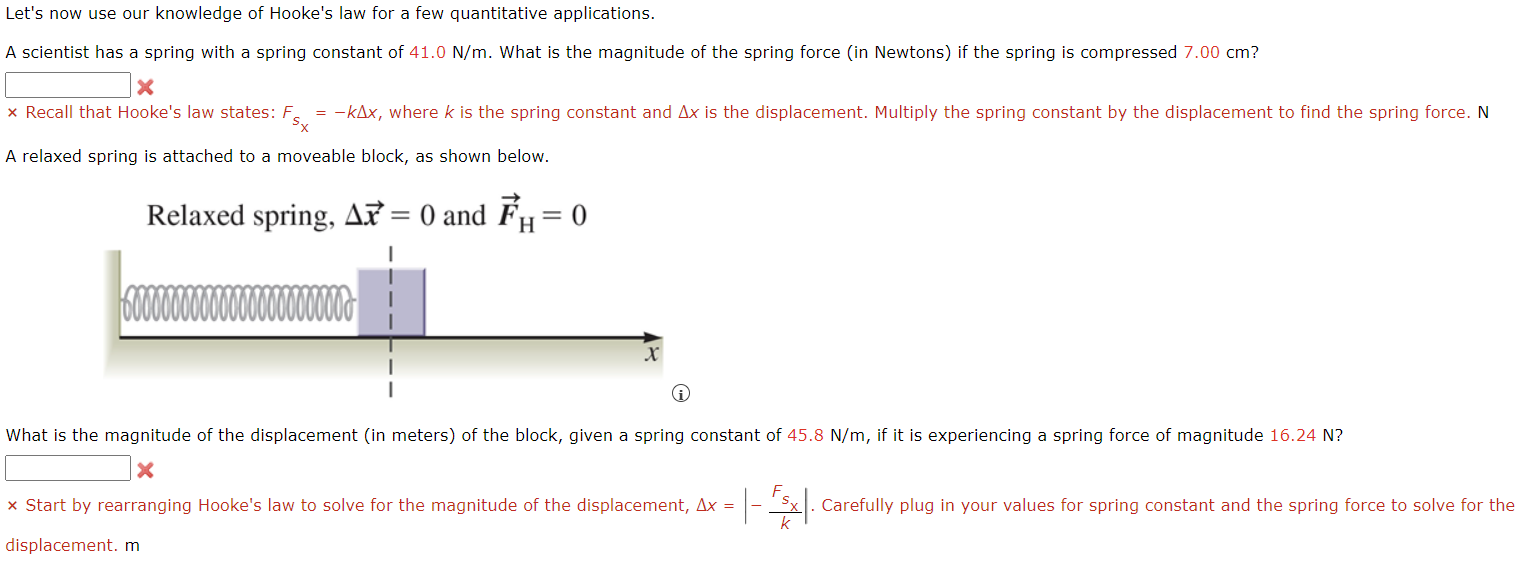 Solved Let's now use our knowledge of Hooke's law for a few | Chegg.com
