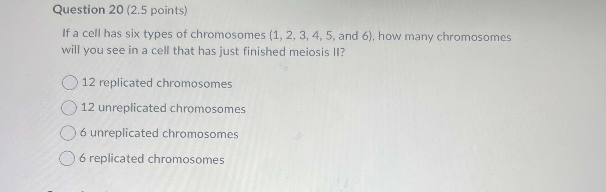High Quality SOLUTION Question 20 (2.5 ﻿points)If a cell has six types of | Chegg.com
