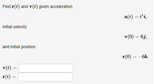 Solved Find r(t) ﻿and v(t) ﻿given | Chegg.com