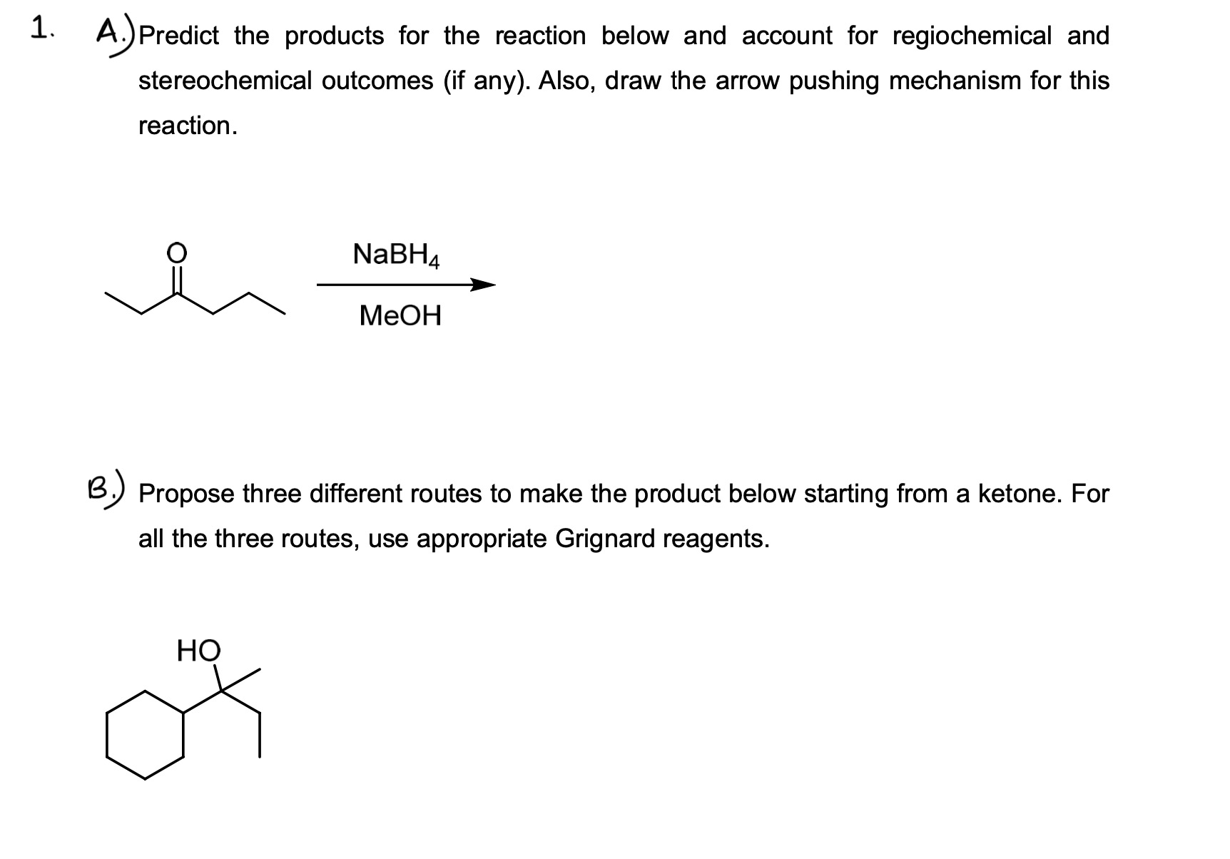 Solved 1. ﻿A.) ﻿Predict the products for the reaction below | Chegg.com