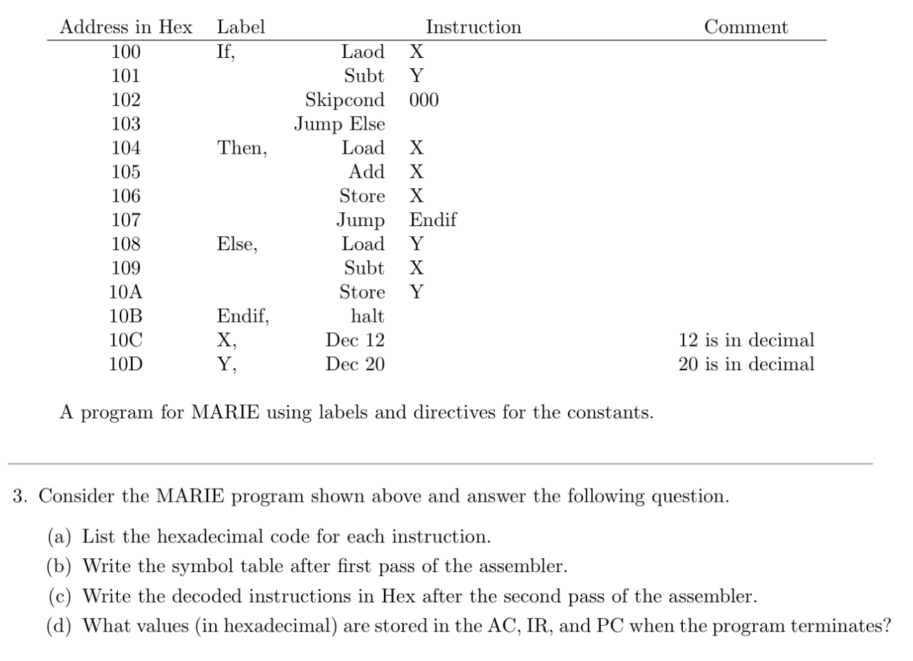 Solved \table[[Address in | Chegg.com