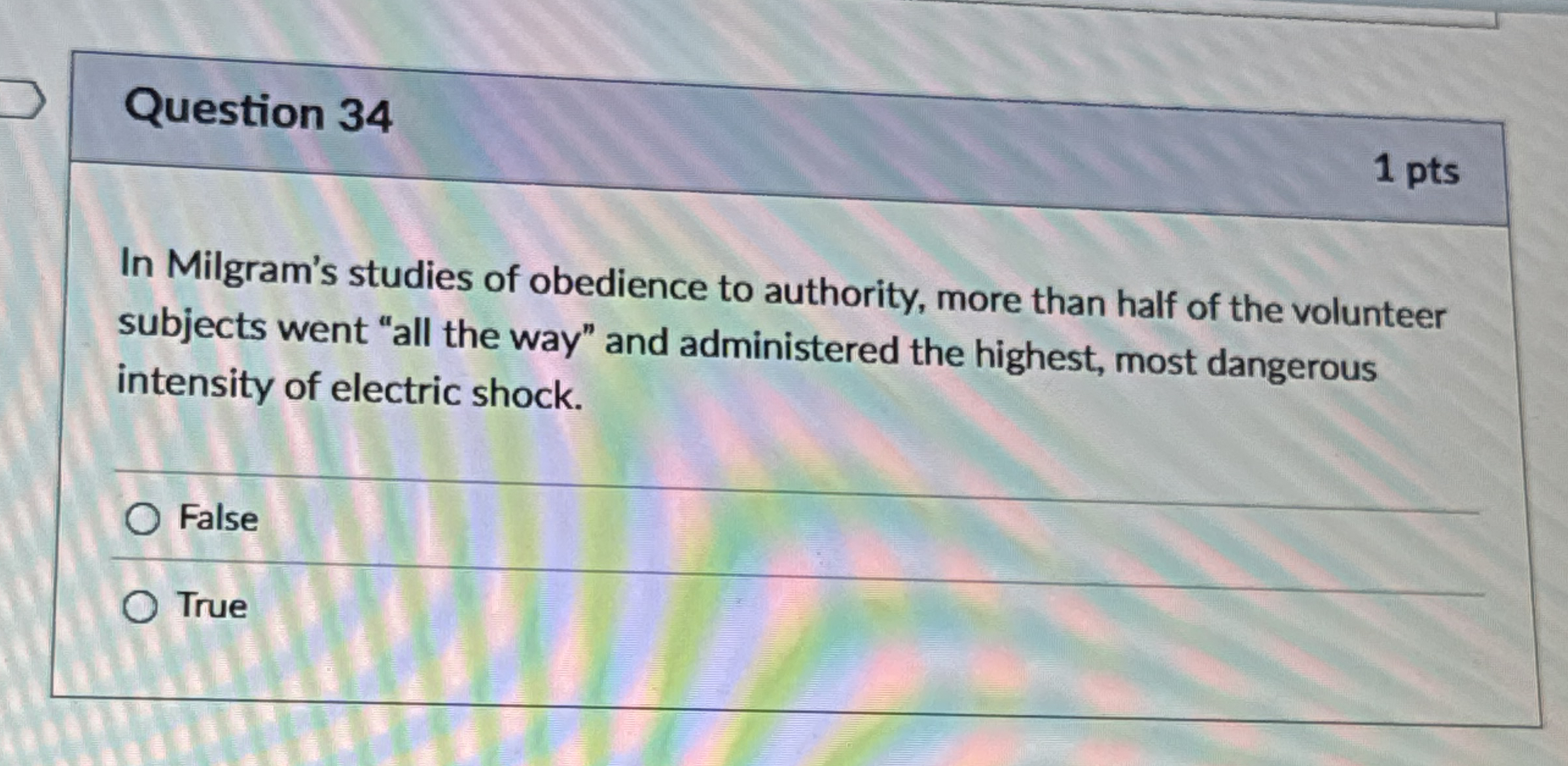 High Quality SOLUTION Question 341 ﻿ptsIn Milgram's studies of obedience to | Chegg.com