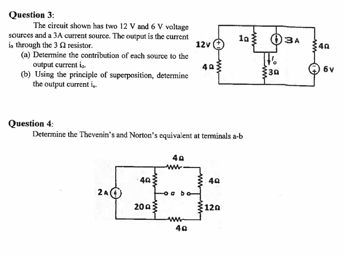 Solved Question 3: The circuit shown has two 12 V and 6 V | Chegg.com