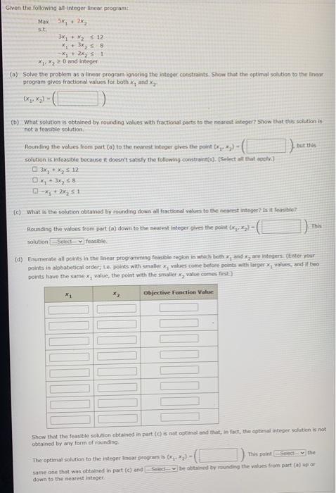 Solved Given the following alt-integer linear program: Max | Chegg.com