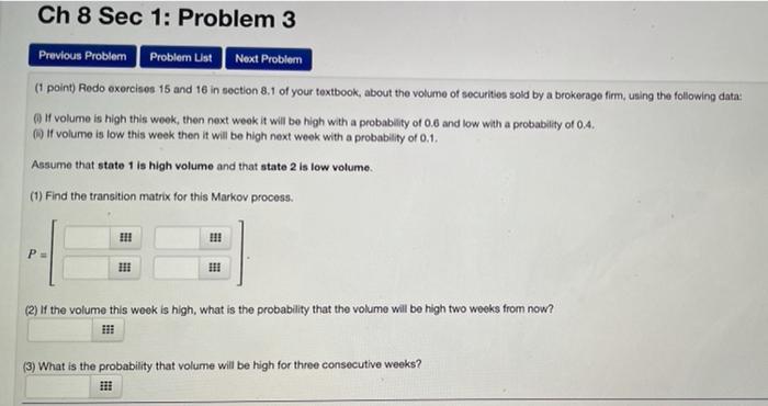 Solved Ch 8 Sec 1: Problem 3 Previous Problem Problem List | Chegg.com