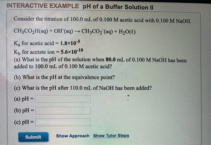 Solved INTERACTIVE EXAMPLE pH of a Buffer Solution II | Chegg.com
