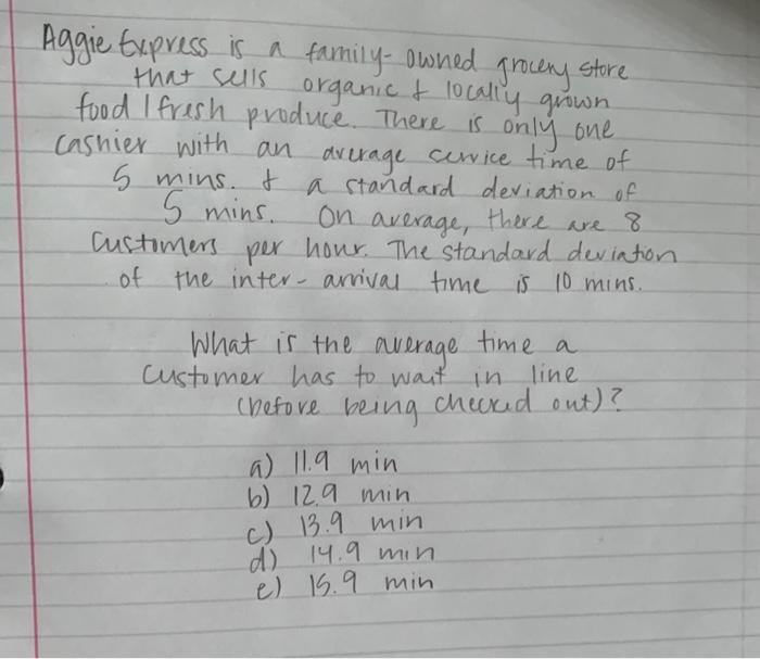 Solved Aggie Express is a family-owned grocery store that | Chegg.com