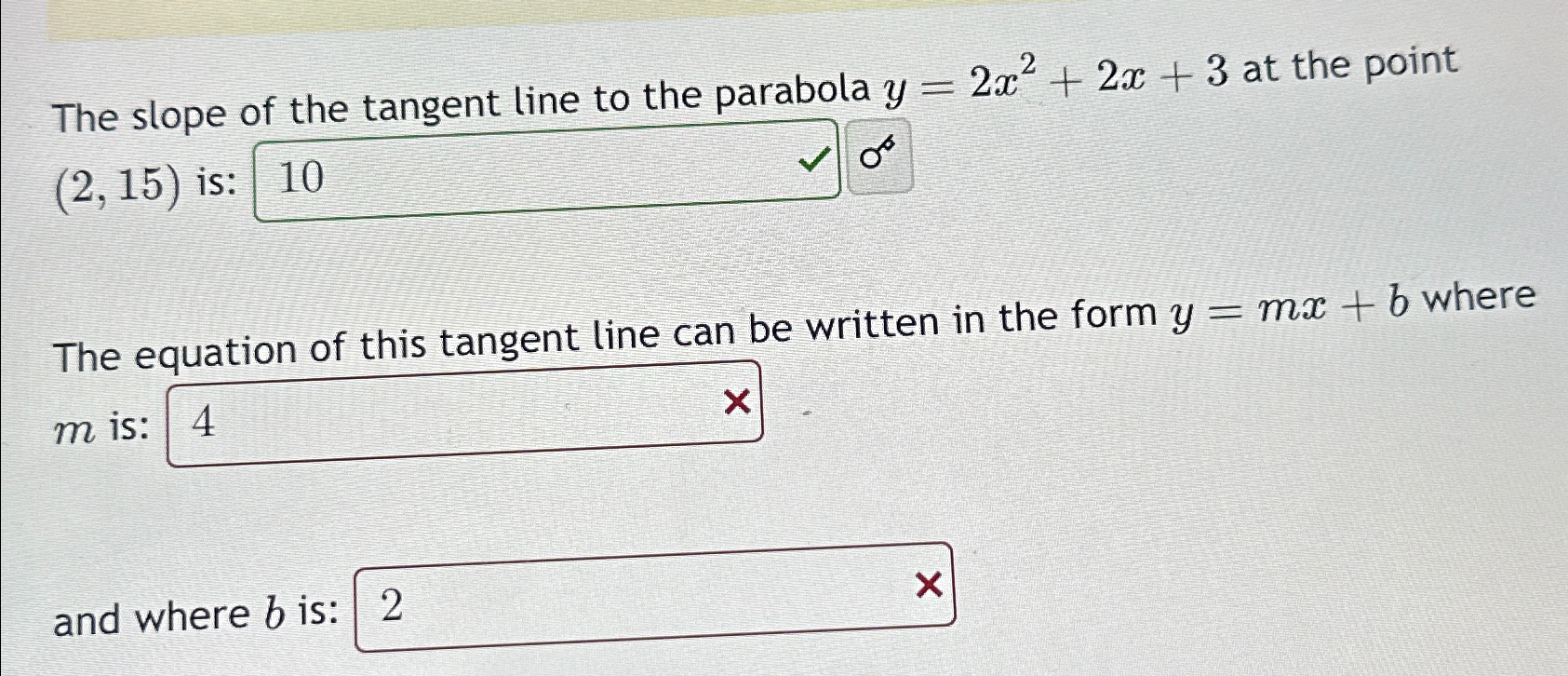Solved The slope of the tangent line to the parabola | Chegg.com