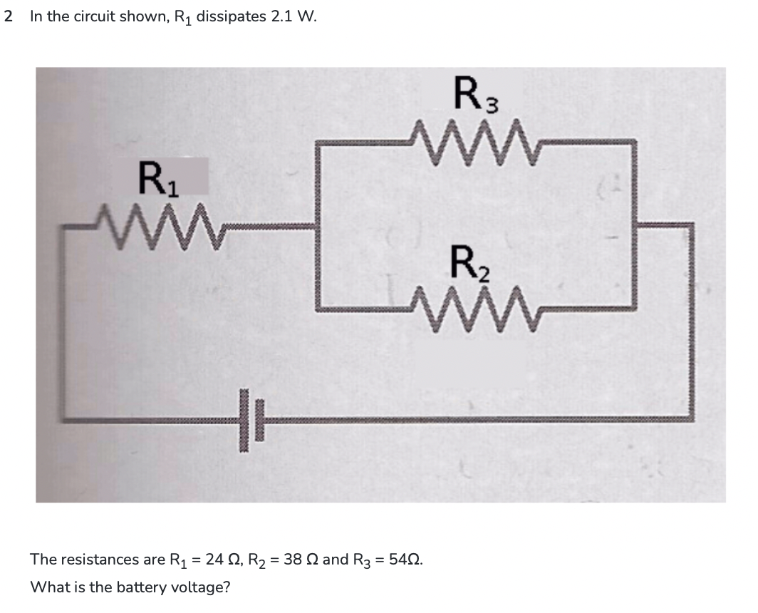 Solved 2 ﻿In the circuit shown, R1 ﻿dissipates 2.1W.The | Chegg.com