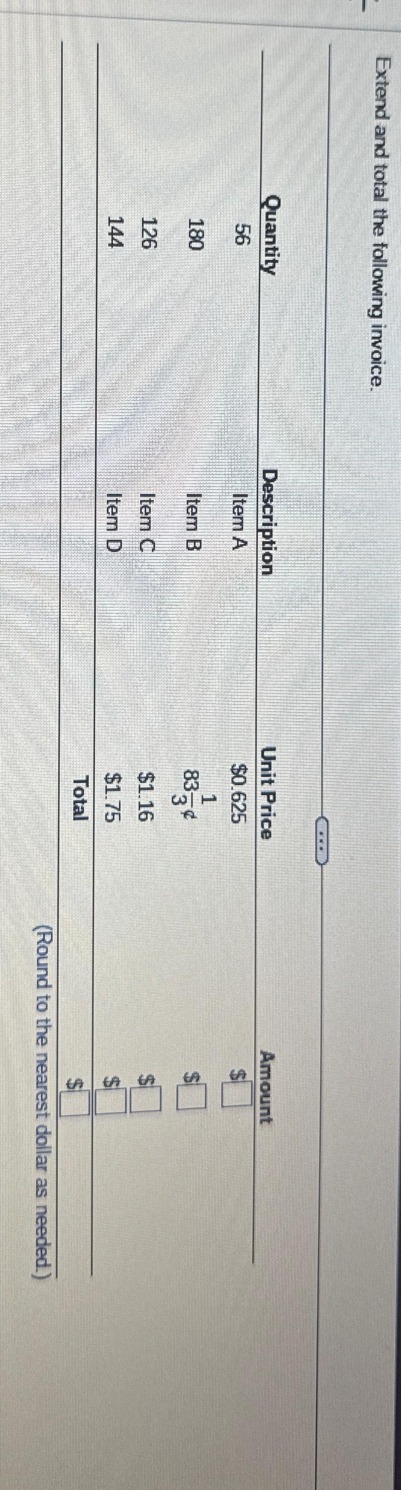 Solved Extend and total the following | Chegg.com