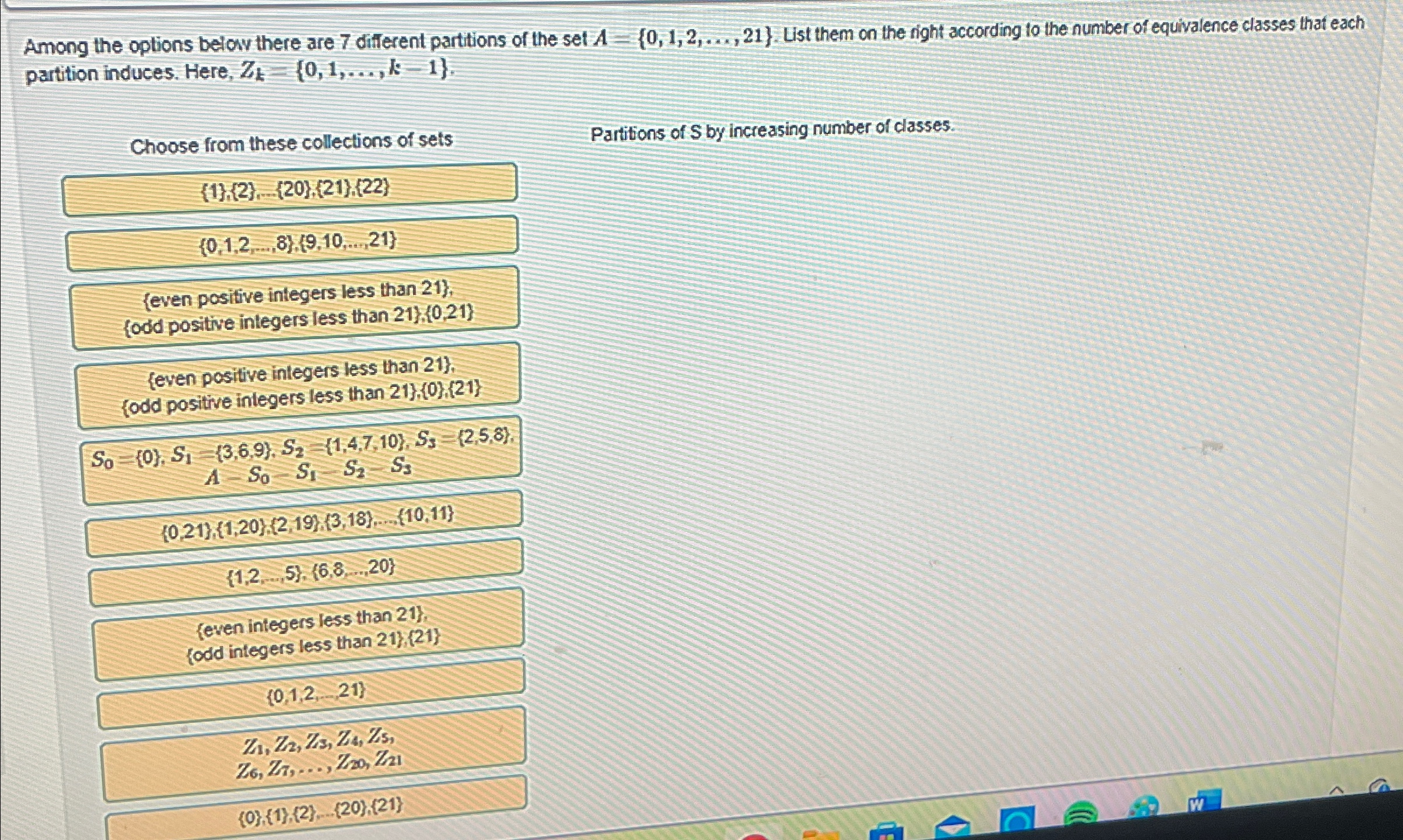 Solved Among the options below there are 7 ﻿different | Chegg.com