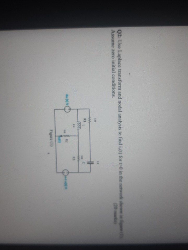 Solved Q2: Use Laplace transform and nodal analysis to find | Chegg.com