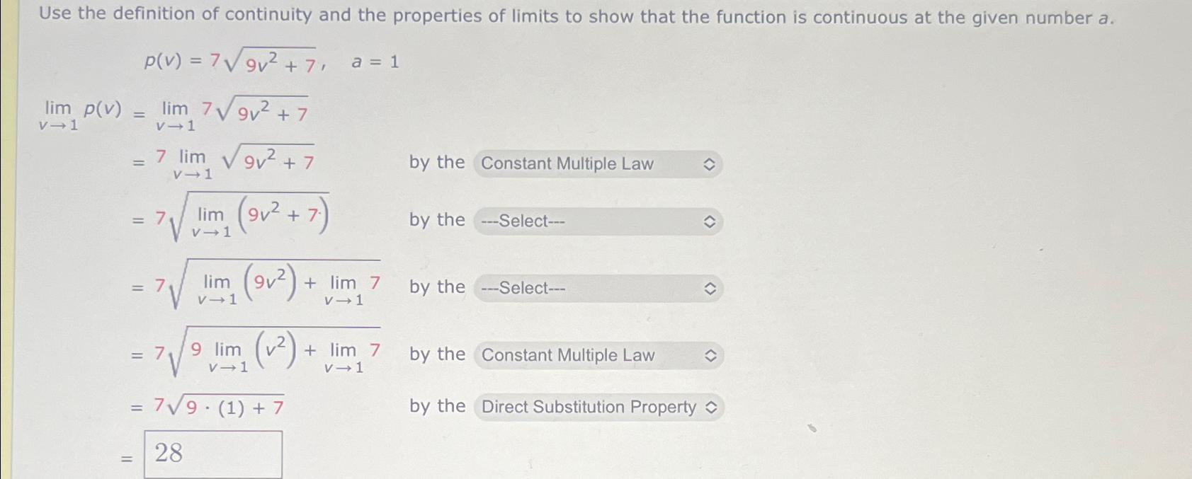 Solved Use The Definition Of Continuity And The Properties