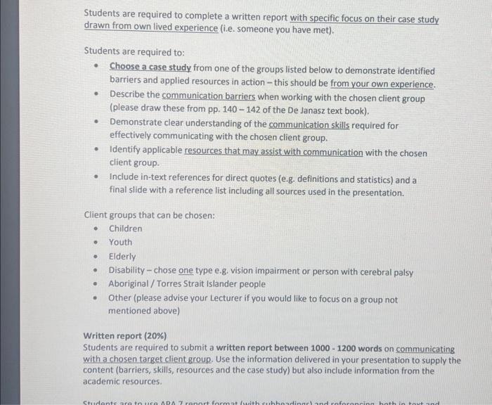 Students are required to complete a written report | Chegg.com