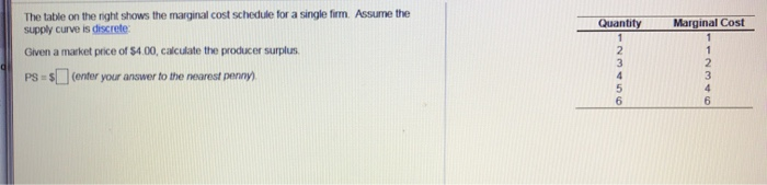 Solved Quantity Marginal Cost The table on the night shows | Chegg.com