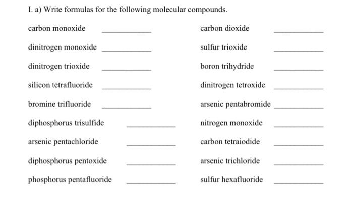 Solved 1. a) Write formulas for the following molecular | Chegg.com