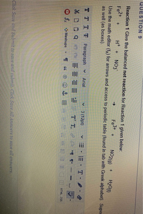 Solved Fe2+ + Ht + → Fe3+ + H20 (1) Oxidation states Fe2+ | Chegg.com