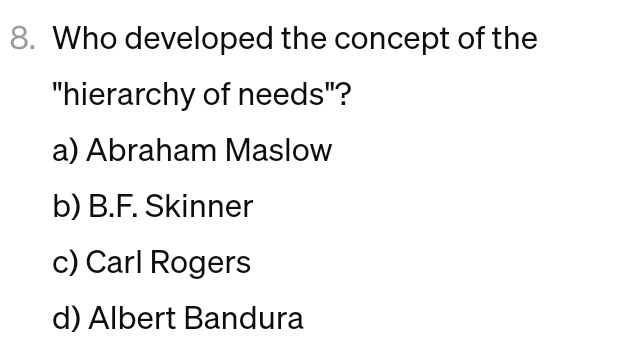 Solved Who developed the concept of the "hierarchy of | Chegg.com