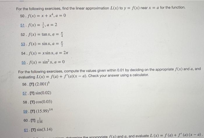 Solved For the following exercises, find the linear | Chegg.com