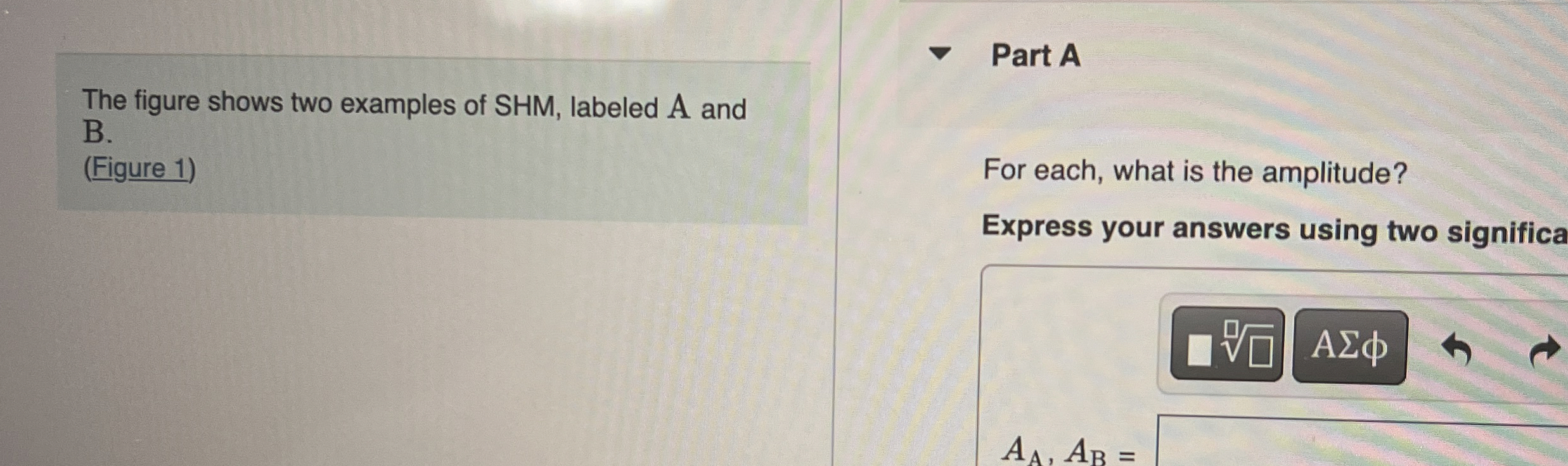 Solved The figure shows two examples of SHM, ﻿labeled A and | Chegg.com