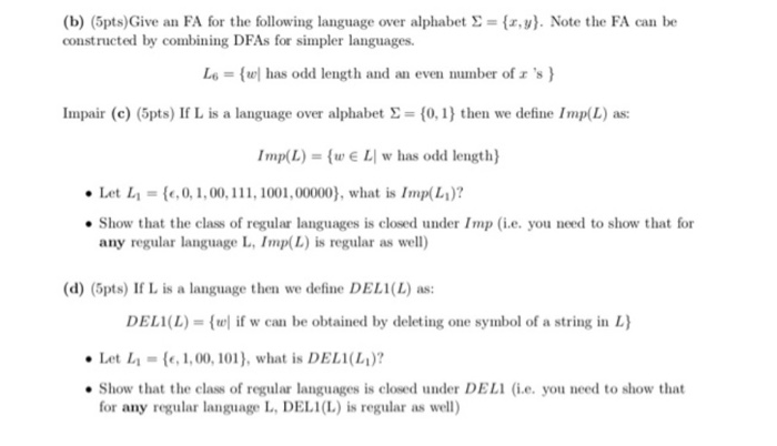 Solved (b) (5pts)Give an FA for the following language over | Chegg.com