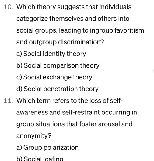 Solved Which theory suggests that individuals categorize | Chegg.com